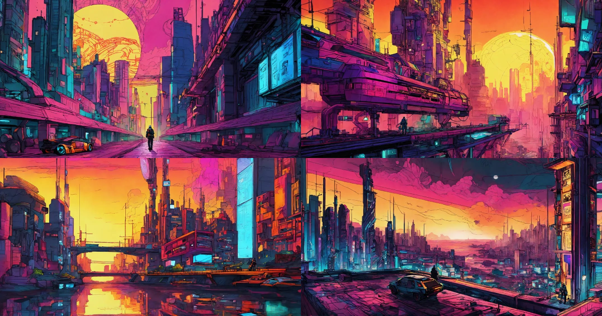 Lexica - Create a vector pencil sketch of the cyberpunk on Earth using ...