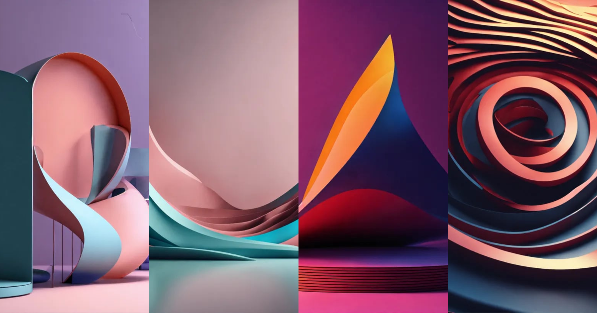 Lexica - Abstract 3D minimalist art, less colors, clean design,