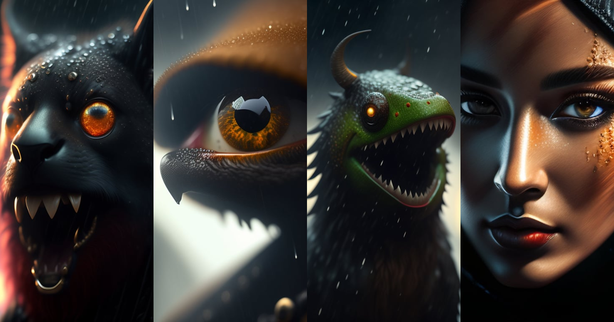 Lexica - Monster with one eye in the rain , render, rembrandt ...