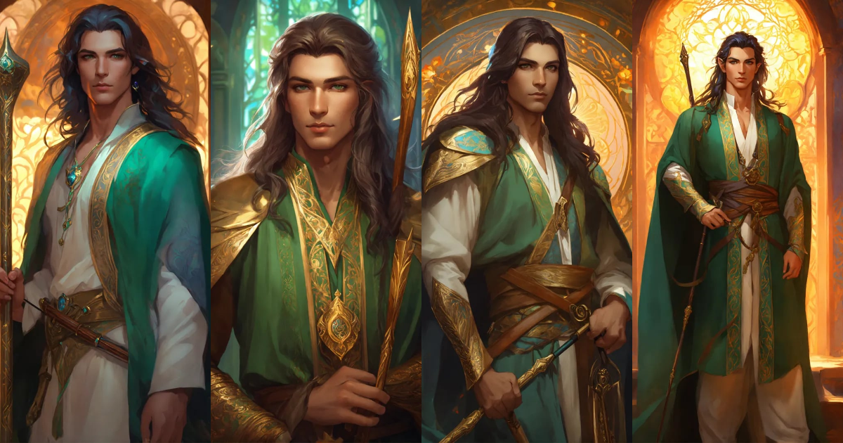 Lexica - Persian Male Elf Wizard with magical staff, high cheekbones ...