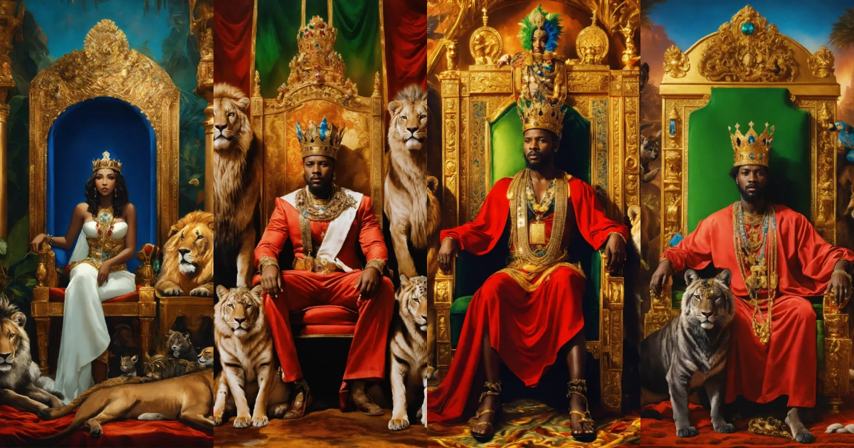 Lexica - Exotic African king and beautiful queen on a jewel-encrusted ...