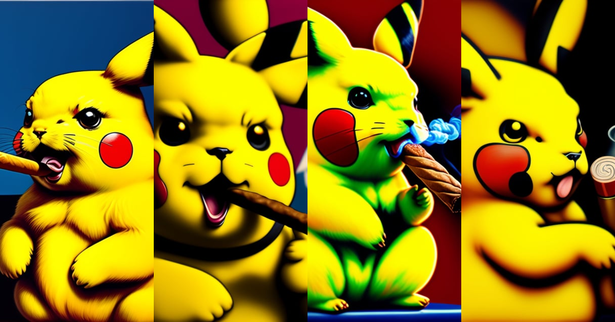 Lexica - Portrait of pikachu smoking a cigar painted by picasso