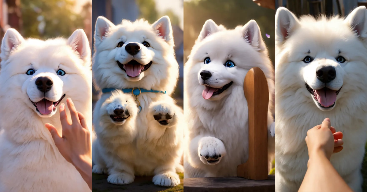 Lexica - A hand indicating for the Samoyed dog to paw, inspired by ...