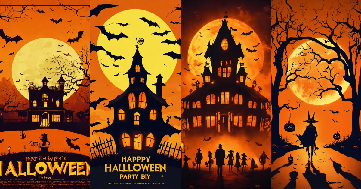 Lexica - Halloween party poster, Tim Burton's style, orange color ...