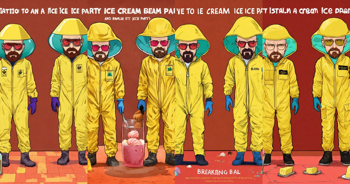 Lexica - An invitation to an ice cream party. Themed like breaking bad ...