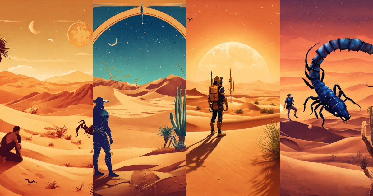 Lexica - Desert oasis background with scorpio zodiac theme with a ...