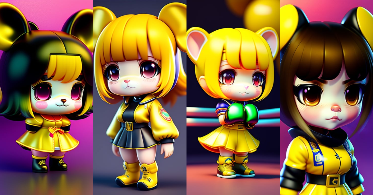 Lexica - Kemono girl chibi,imagen detail,3d realist,boxing,bunny,yellow ...