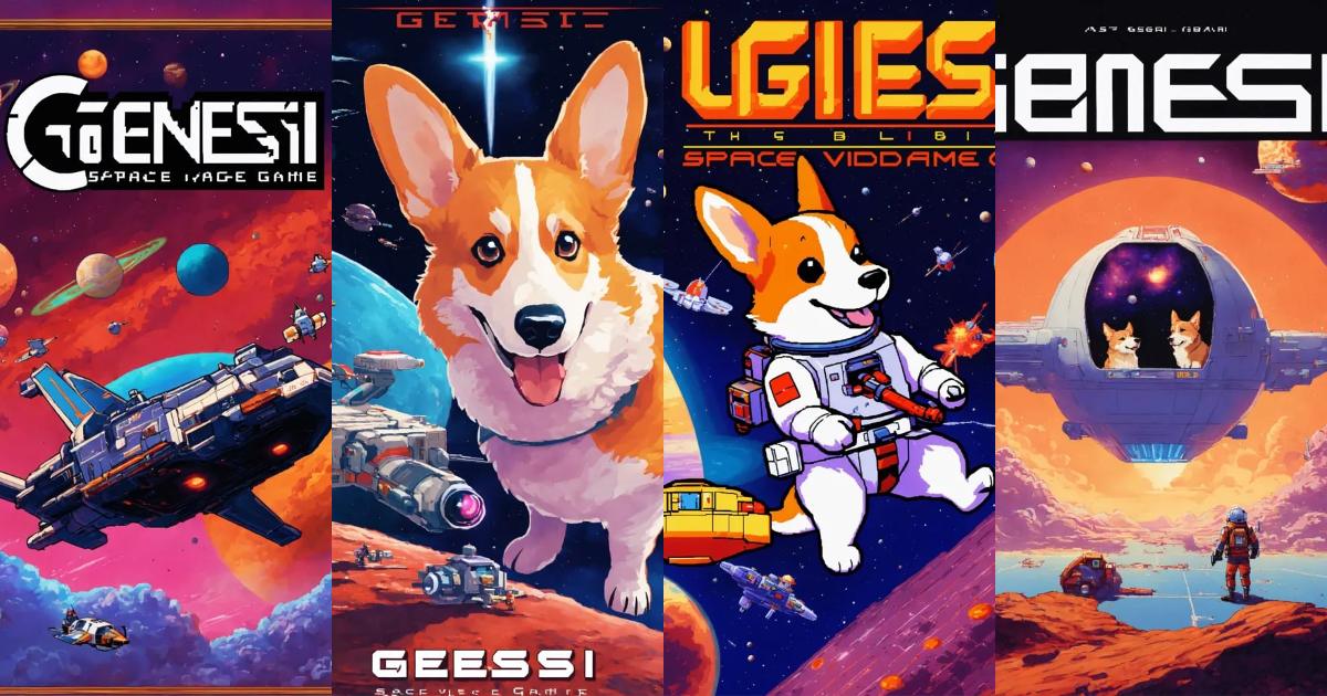 Lexica - 16bit genesis corgi space video game cover gameplay