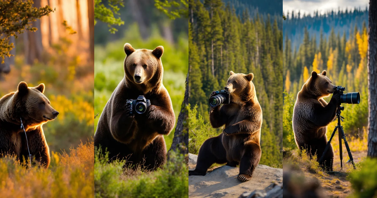 Lexica - A bear that is a wildlife photographer's using a camera with a ...