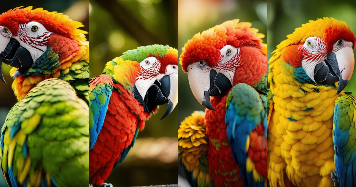 Lexica - Presented in a strikingly vivid manner, a colorful parrot ...