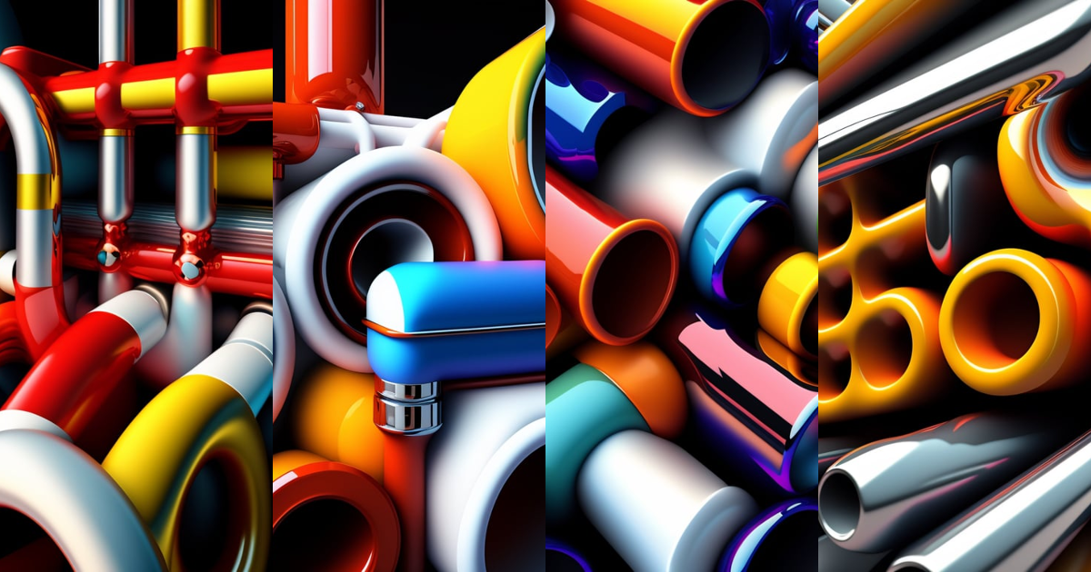 Lexica - An abstract 3d image of colorful pipes with white background