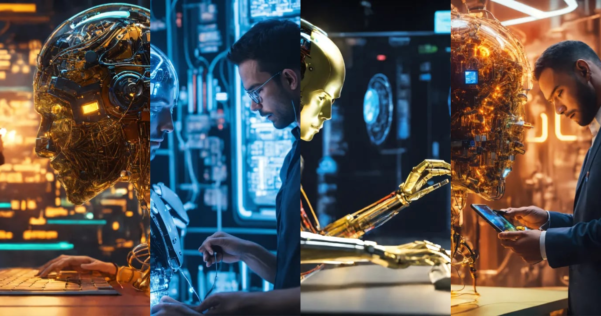 Lexica - Create an image of a man exchanging information with a ...