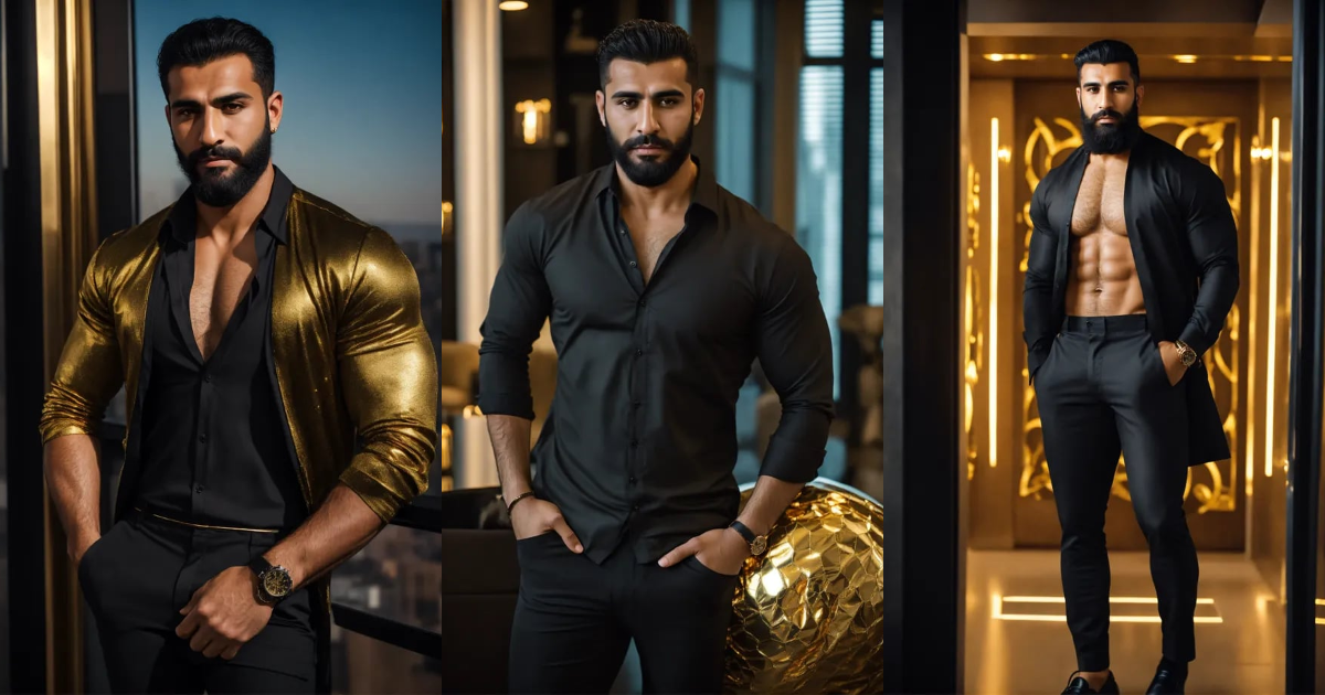 Lexica - A handsome Arabic man, with gold skin. tall muscular build ...