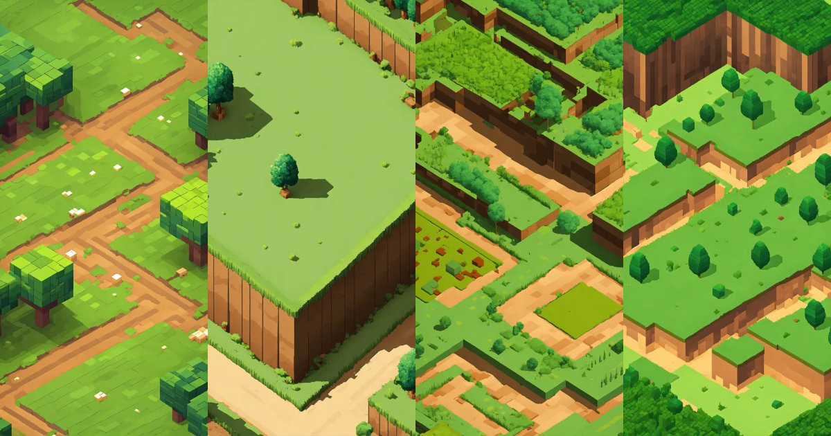 Lexica - Simple pixel 2d flat empty plain dirt grassy landscape from ...