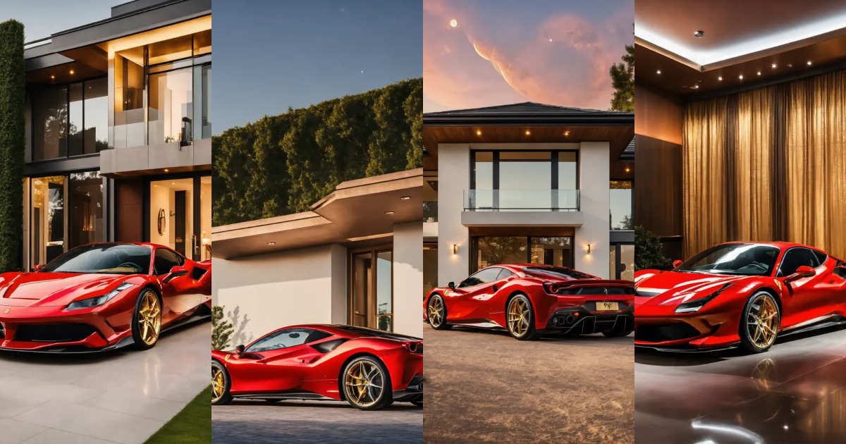 Lexica - Gorgeous contemporary mansion with . Golden moon. Background ...