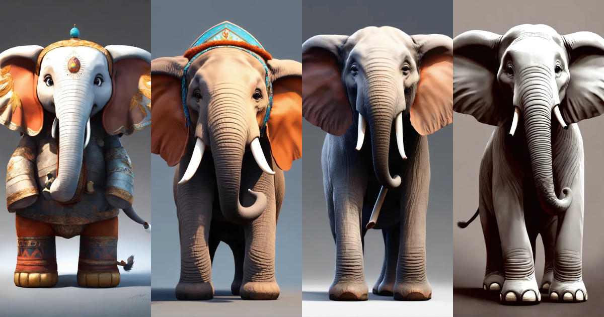 Lexica - A cartoon elephant, concept art by Pixar, cgsociety, character ...
