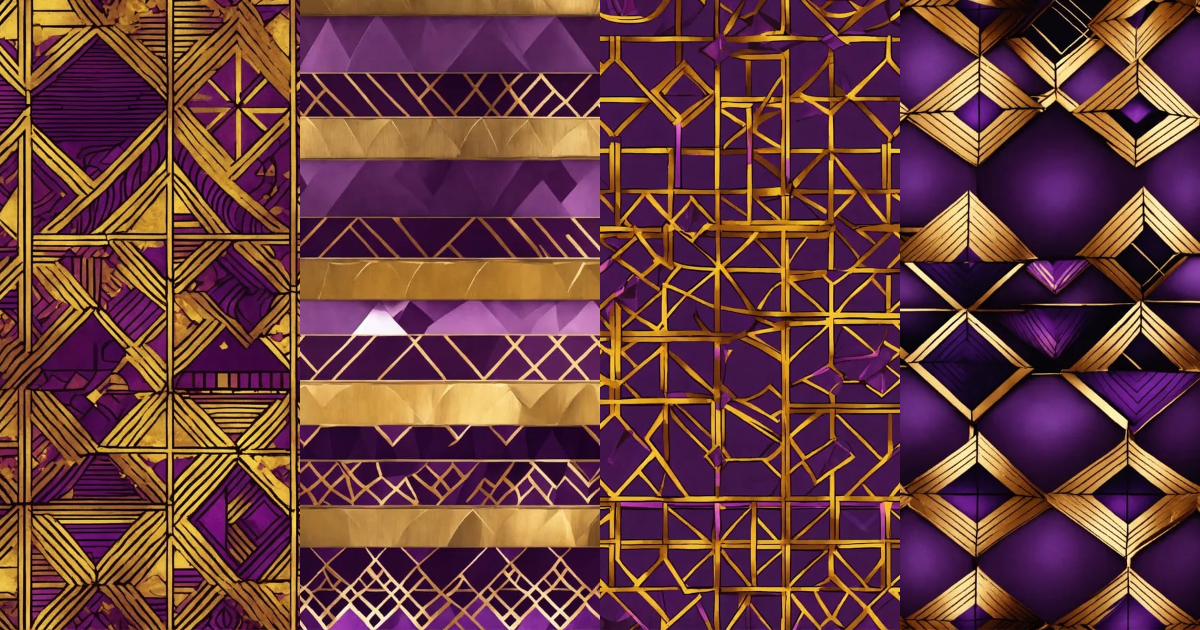 Lexica - Purple and gold geometric seamless patterns