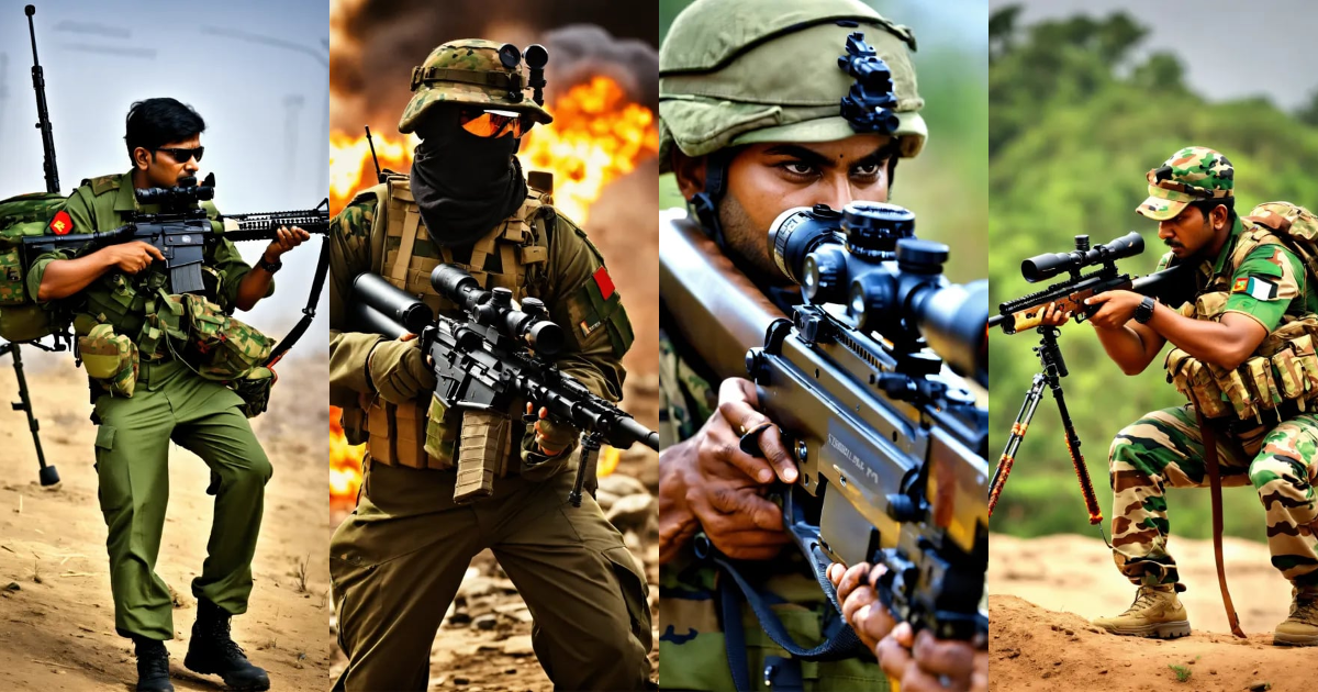 Lexica - Indian Army, Sniper rifle, SVD Rifle, HD image, Fierceful, Angry,