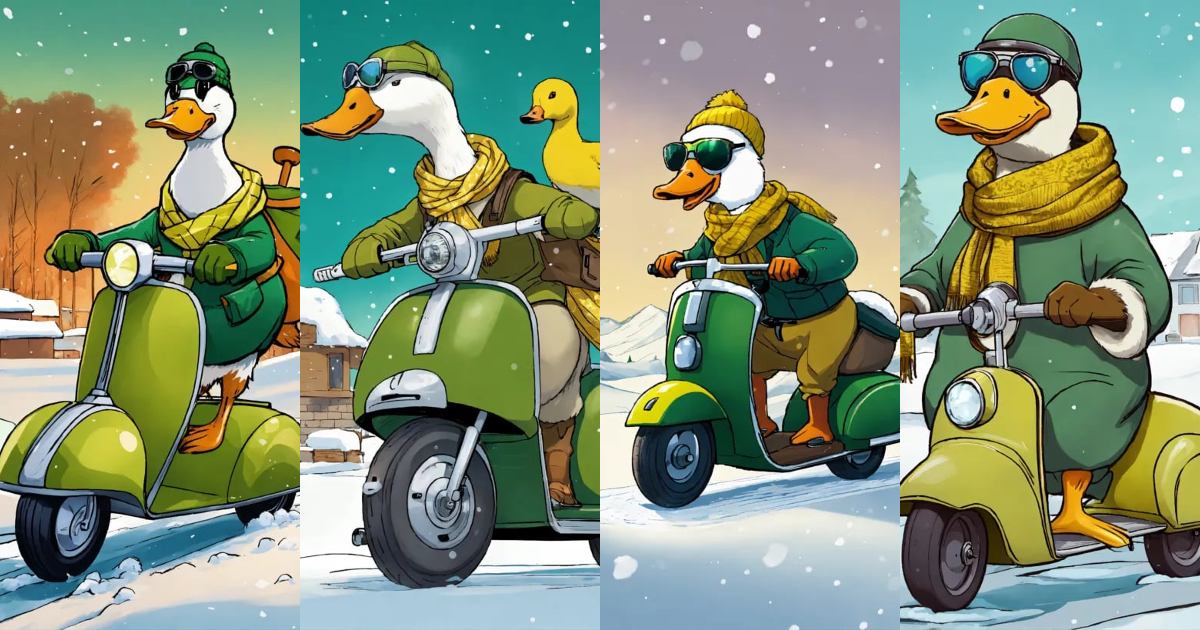 Lexica - Large Goose with aviator shades, a green and yellow scarf ...