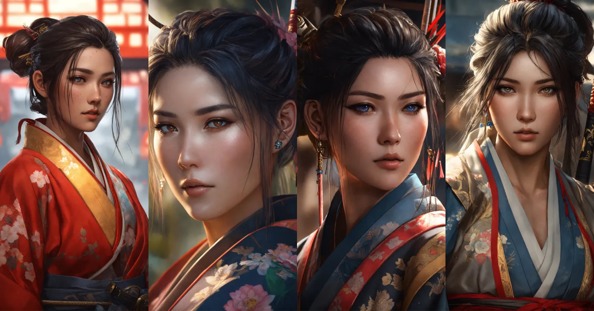 Lexica - "female Japanese ronin", heroine, katana, samurai, head and ...