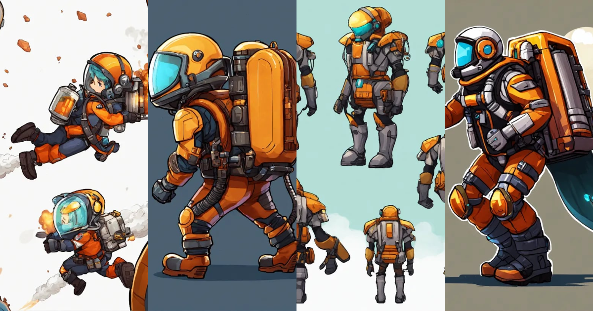 Lexica - 2d jetpack. comic theme, right side view, for a 2d side ...