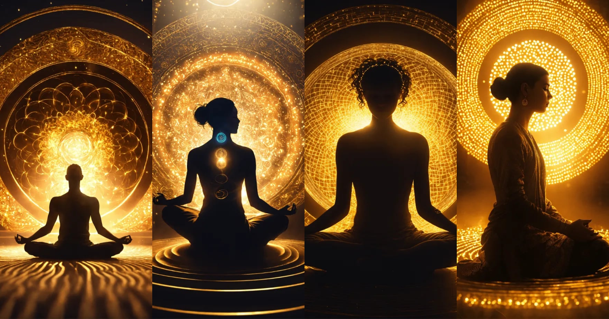 Lexica - Drawing illustration of a silhouette sitting in a meditation ...