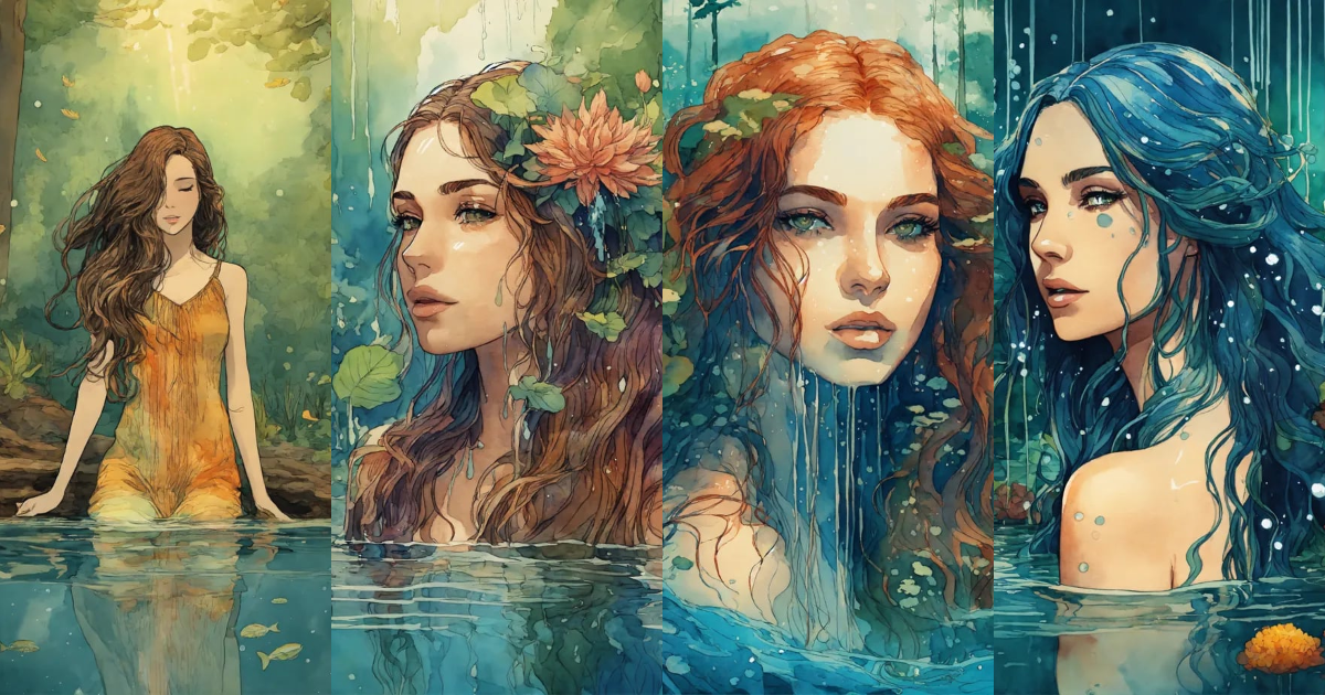 Lexica - ((the Perfect Muse)) watercolor ink and line illustration of a ...