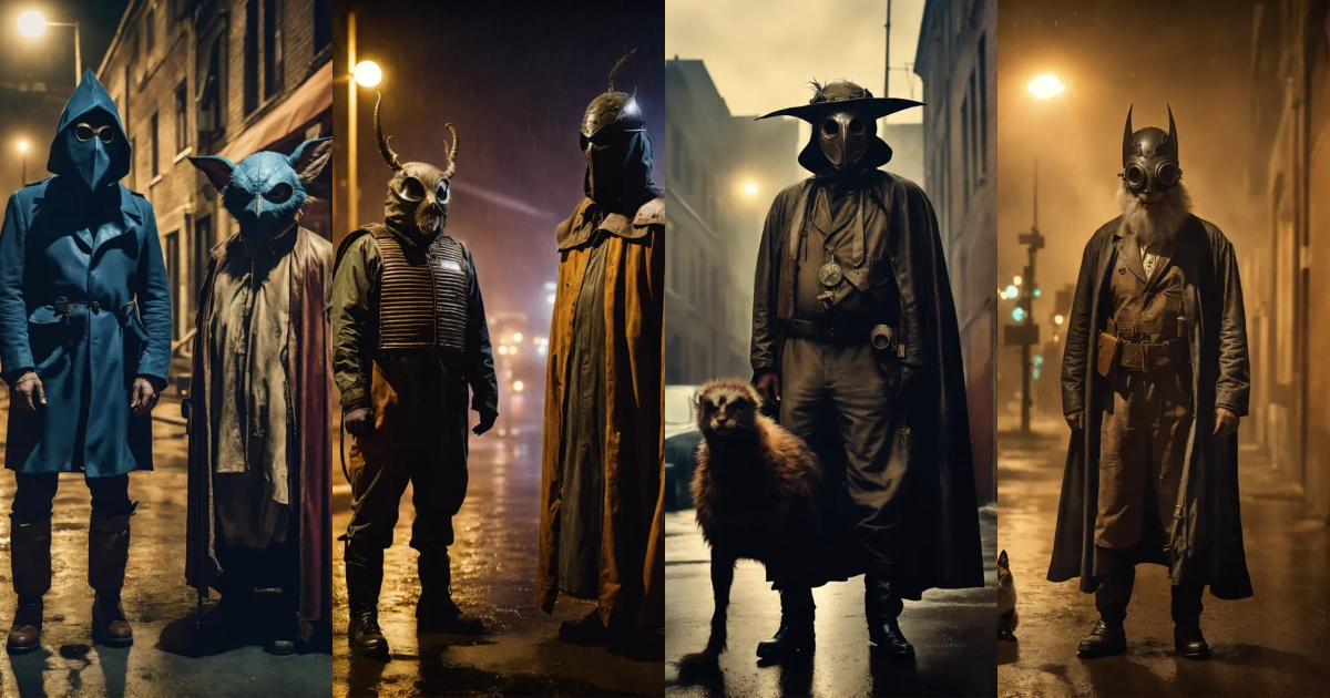 Lexica - Old man wearing a masked superhero costume standing next to a ...