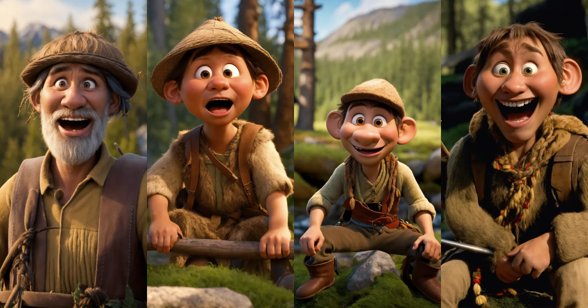Lexica - A pixar animated photo of a hunter gatherer from early Norway ...