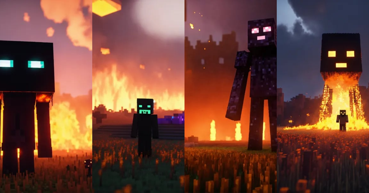 Lexica - Minecraft enderman, scary, surrounded by a field on fire with ...