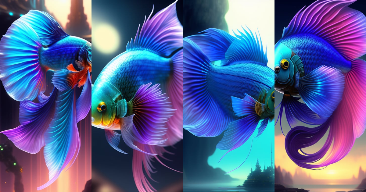 Lexica - Robotic cyber punk mecha Betta fish, fantasy art drawing