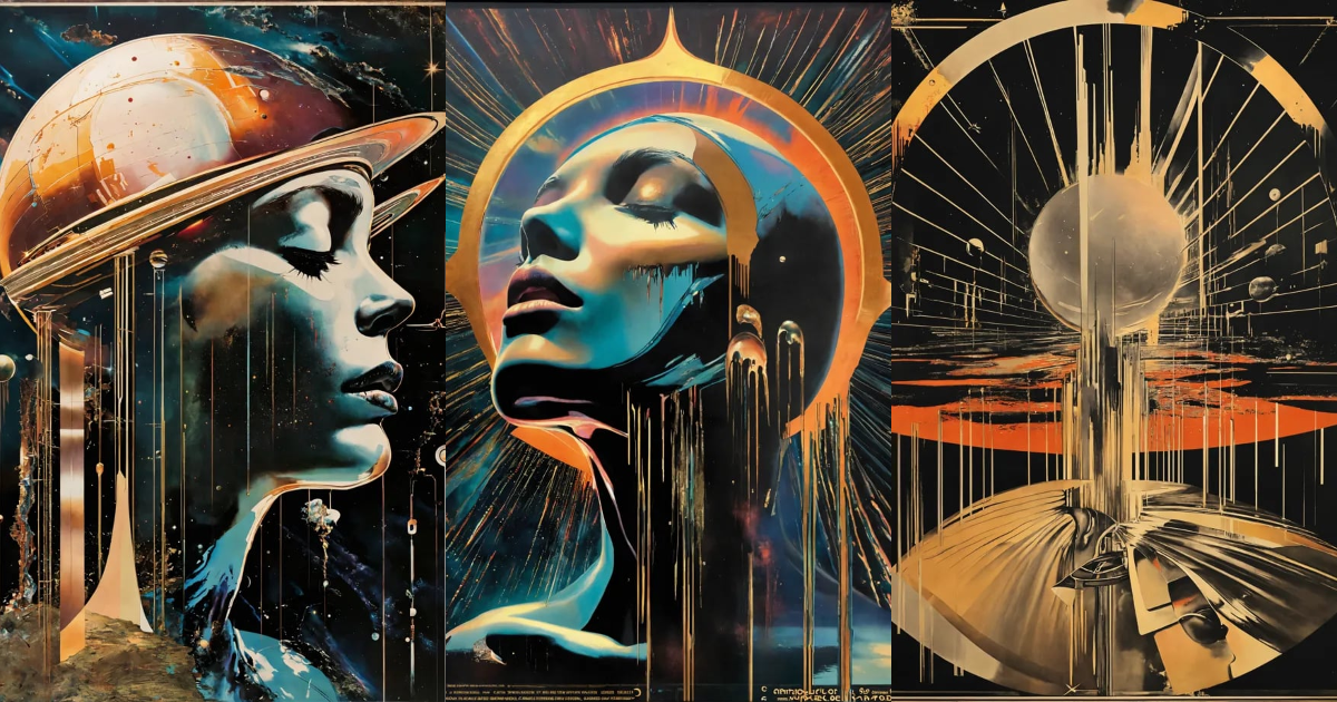 Lexica - Metallic shades vintage Futurist, Astrological poster, A ...