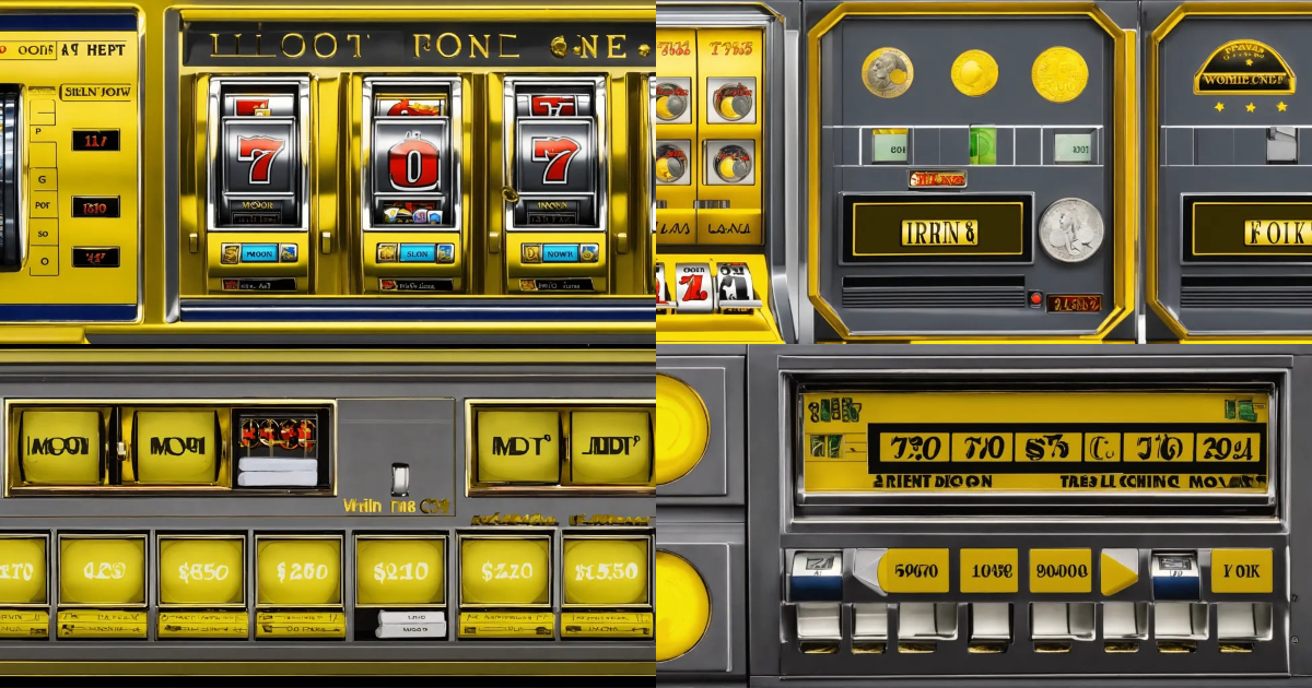 Lexica - Open coins box slot machine with notes on the moon yellow and gray