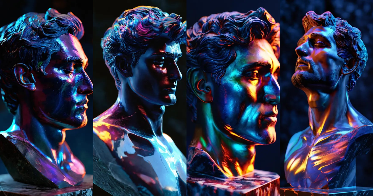 Lexica - A stunning iridescent male marble bust, unreal engine render ...
