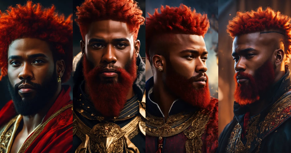 Lexica - Black man royalty red hair red beard fantasy 4k