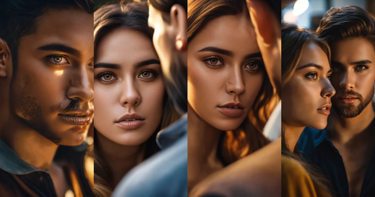 Lexica - Cinematic photo man looking intensely into woman's beautiful ...