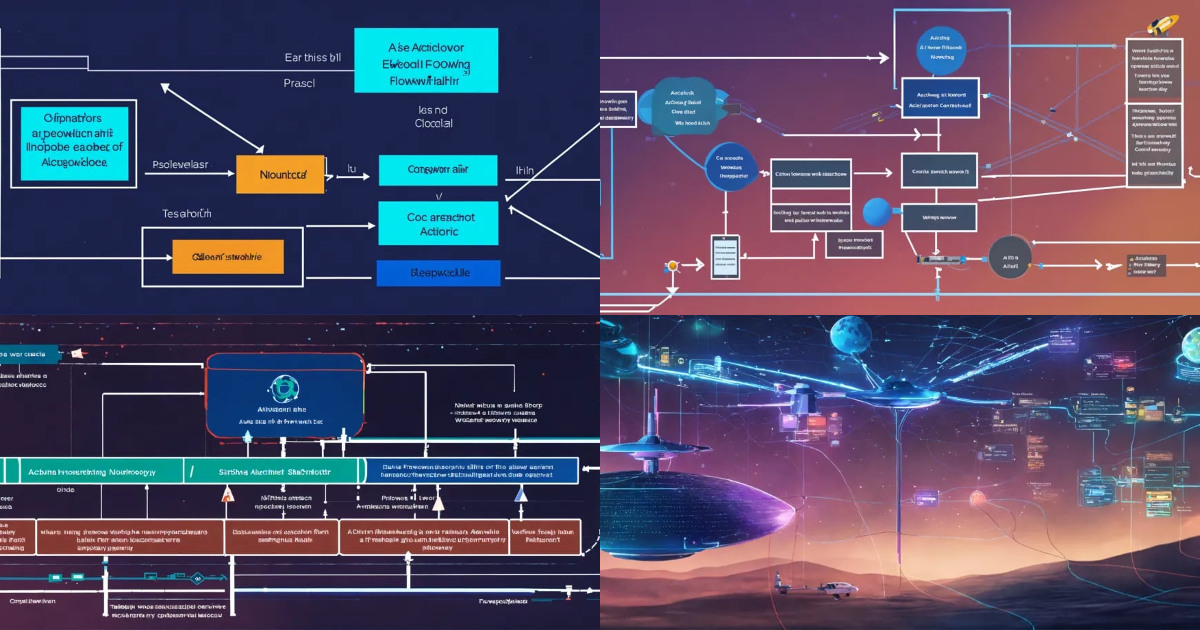 Lexica - Picture of AI as a spaceship hovering over the flowchart ...