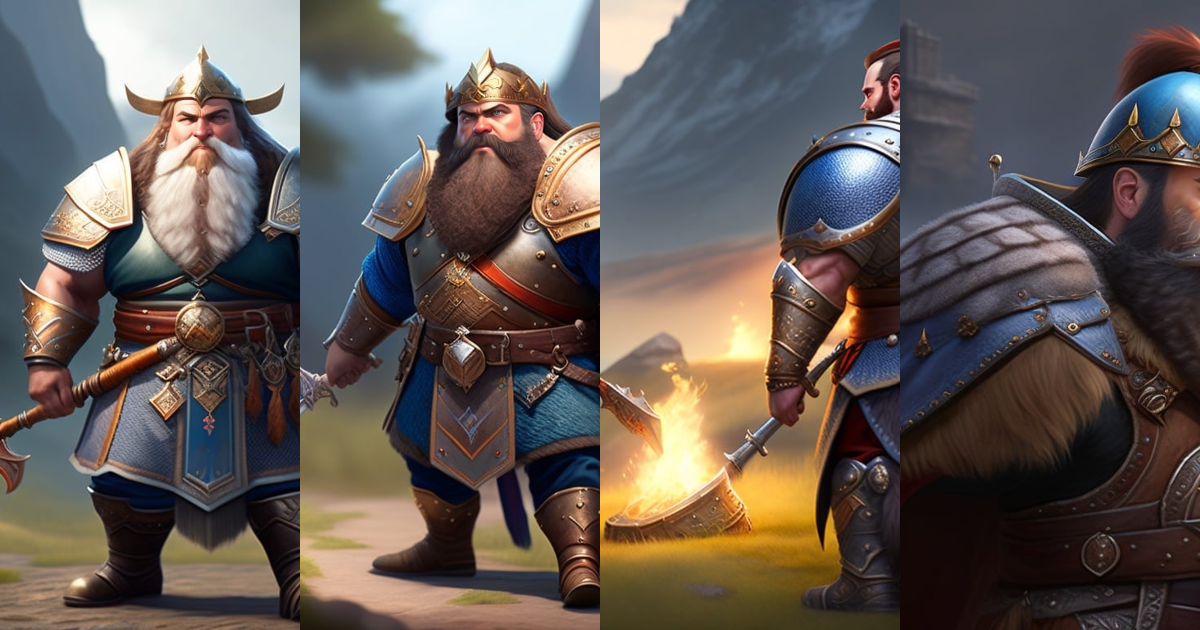 Lexica - Dwarf geared for battle with legendary battleaxe, medival, battle ready, desolate ...