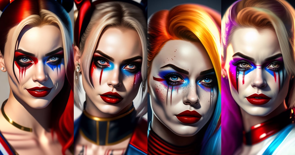 Lexica - A portret of harley quinn crying hyperrealistic