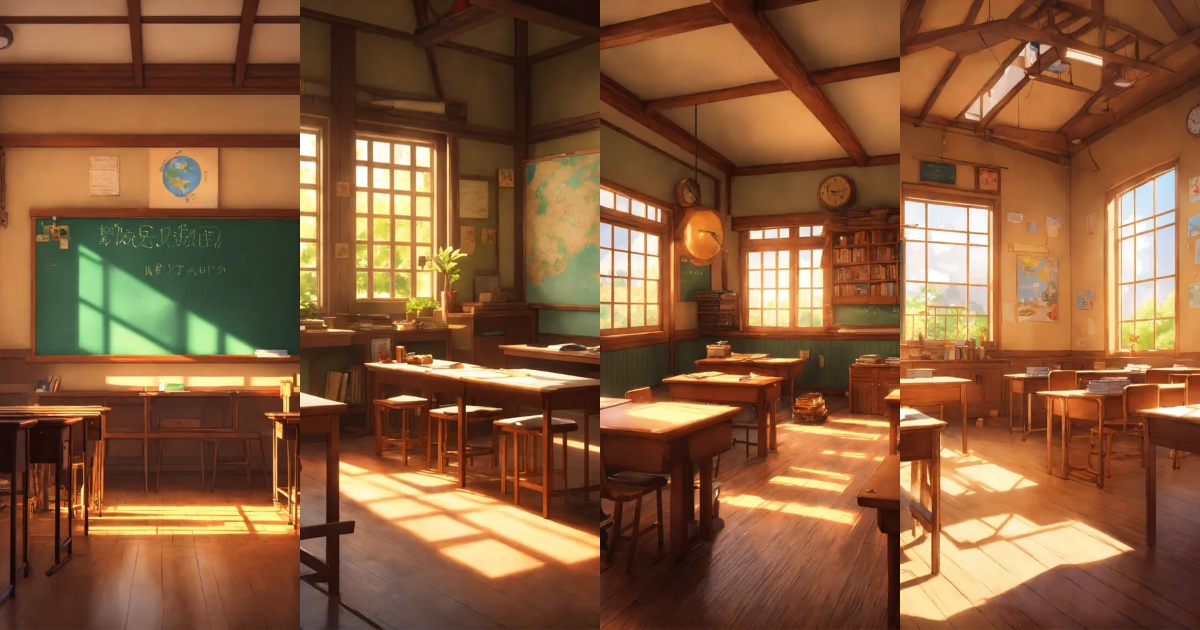 Lexica - School classroom,artstation, ghibli studio,4k, sharp , anime style