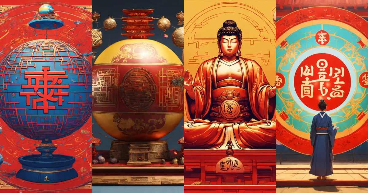 Lexica - Please design a Japanese god levitating a ball of AI SYMBOLS ...