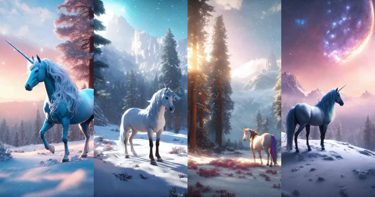 Lexica - Unicorn, being reincarnated into a snow world, sky nebula ...