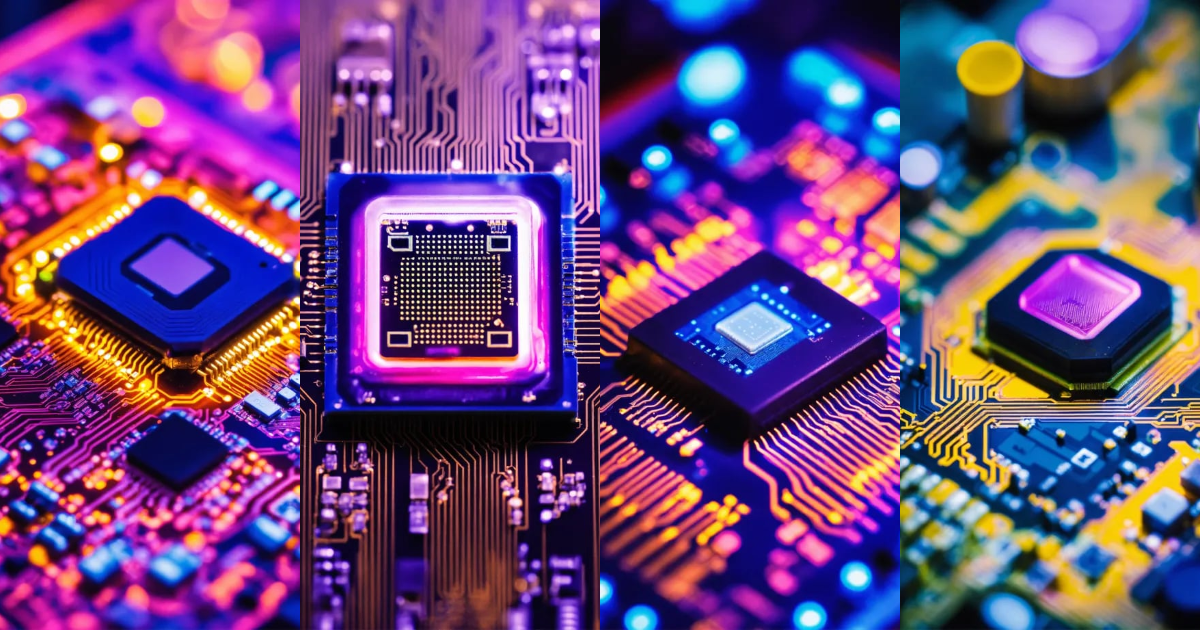 Lexica - Close-up on a microchip in the center of an electrical printed ...