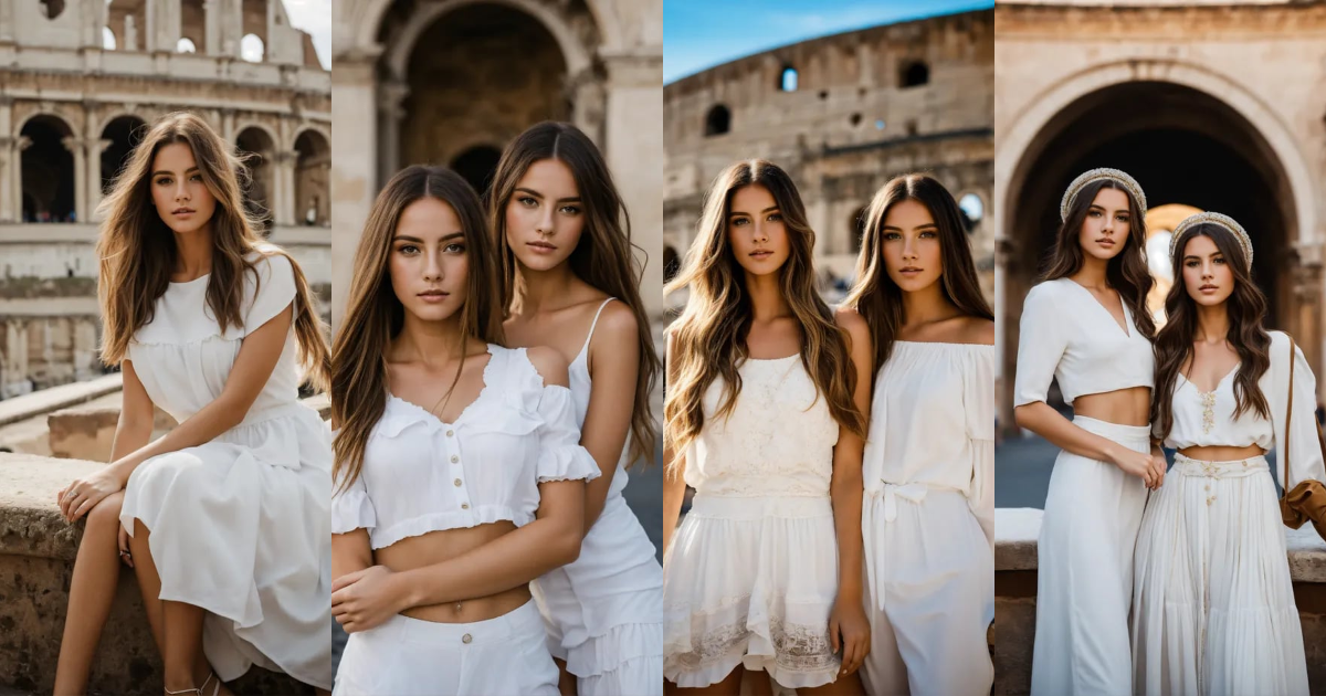 Lexica - Photo at day with two female models and Castel Sant'Angelo in ...