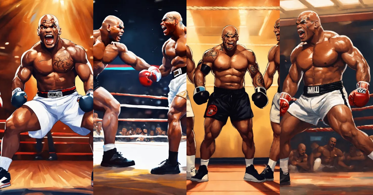 Lexica - Digital portrait of an anger muscular Mike Tyson with a bald ...