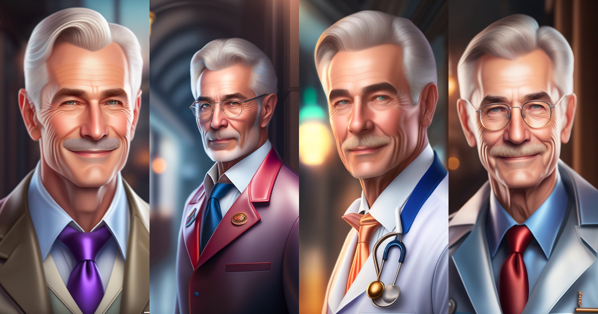 Lexica - Photo of a realistic gorgeous old male doctor wearing a ...