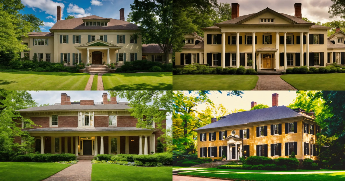 Lexica - Early 20th century center entry colonial mansion stucco ...