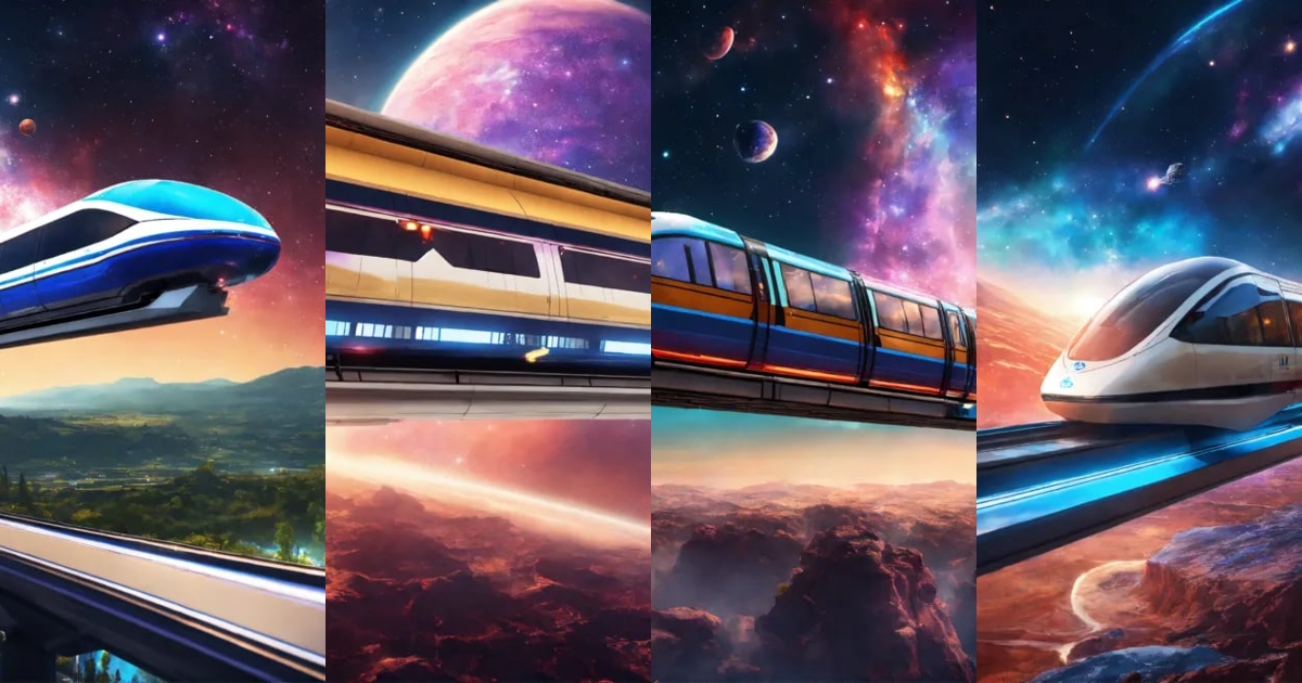 Lexica - Monorail flying through cosmic space,8k , masterpiece