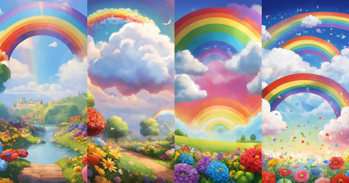 Lexica - Create a cartoon, looking cloud, cloud cloud barfing a rainbow ...