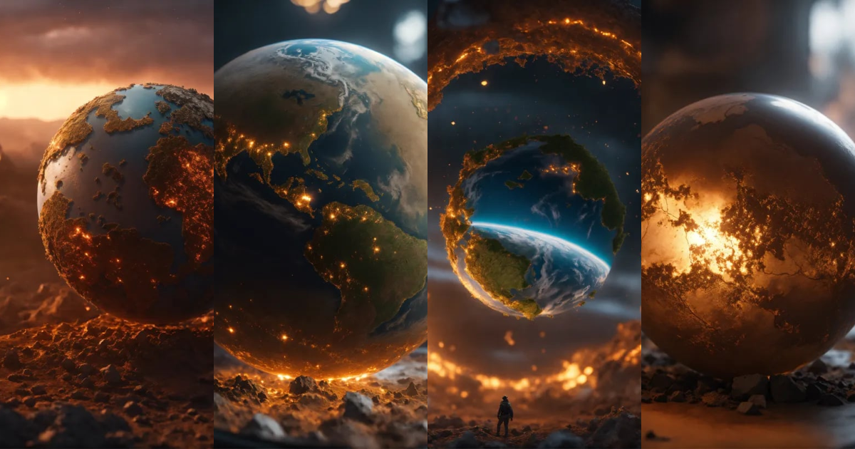 Lexica - Medium close-up, Earth going through cycles of creation and ...